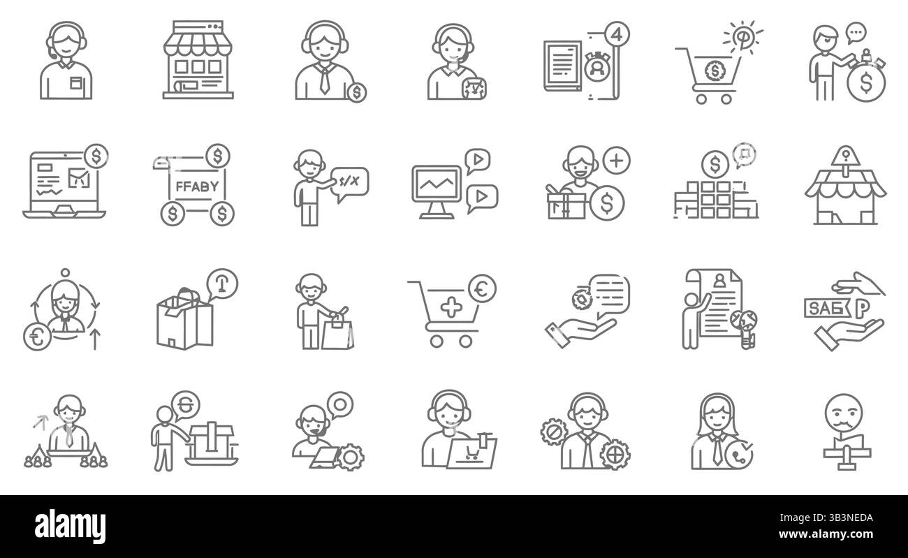 Customer Service Icons – Support, Call Center, Help Desk, and Client ...