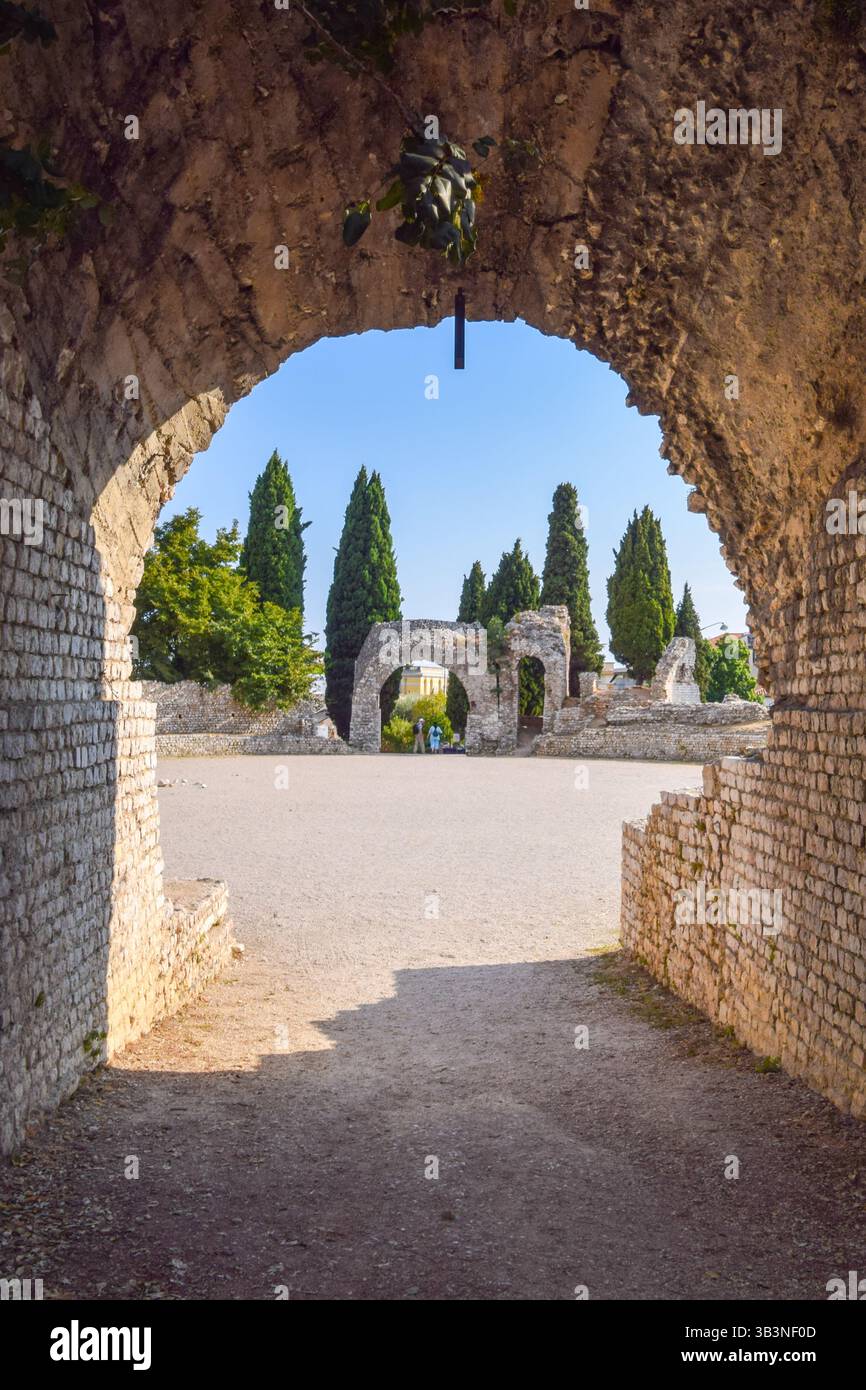 Nice, France, 2019. Cimiez Arenas, ancient Roman amphitheatre ruins ...