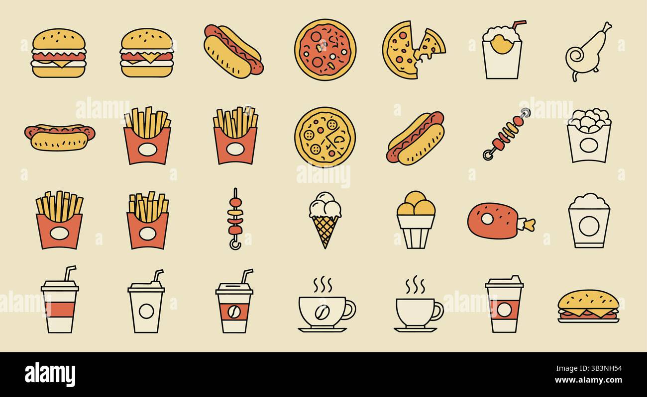 Food Icons Collection – Flat Design Icons for Restaurant, Cooking ...