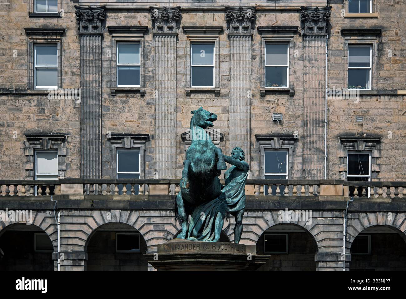 The bronze statue of Alexander the Great and his horse Bucephalus in ...