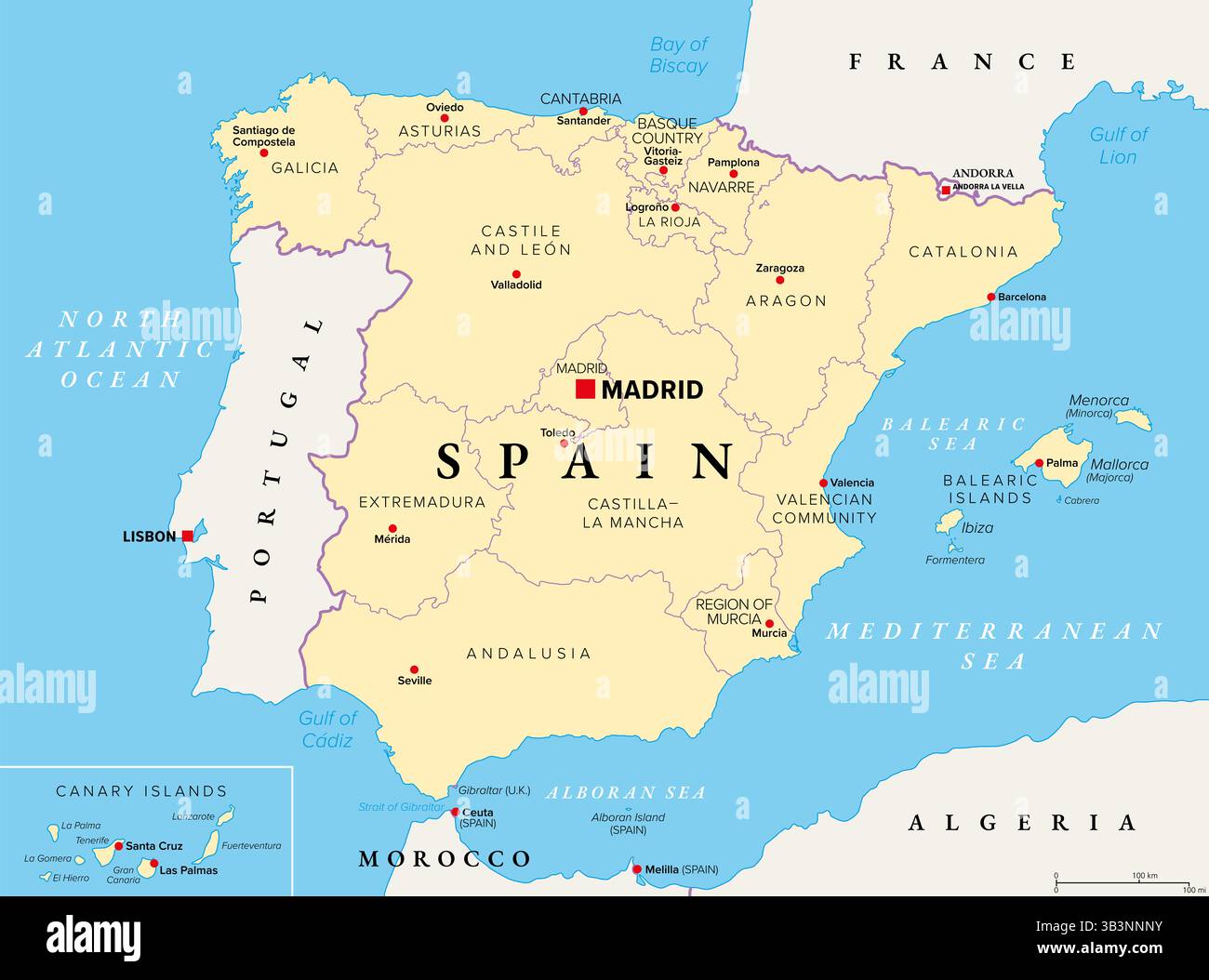 Strait of gibraltar map hi-res stock photography and images - Alamy