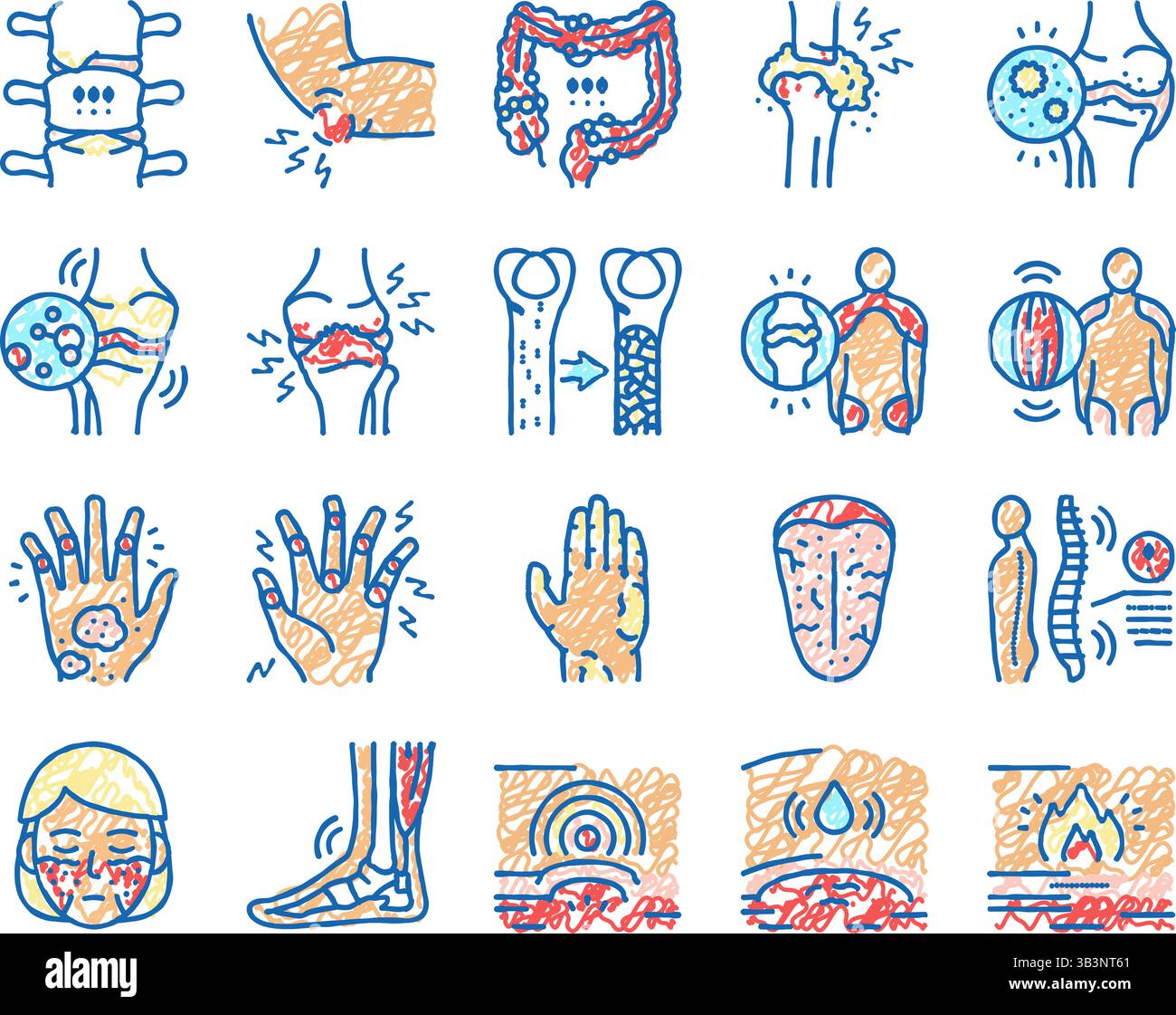 Rheumatology Disease Problem Icons hand drawn Stock Vector Image & Art ...