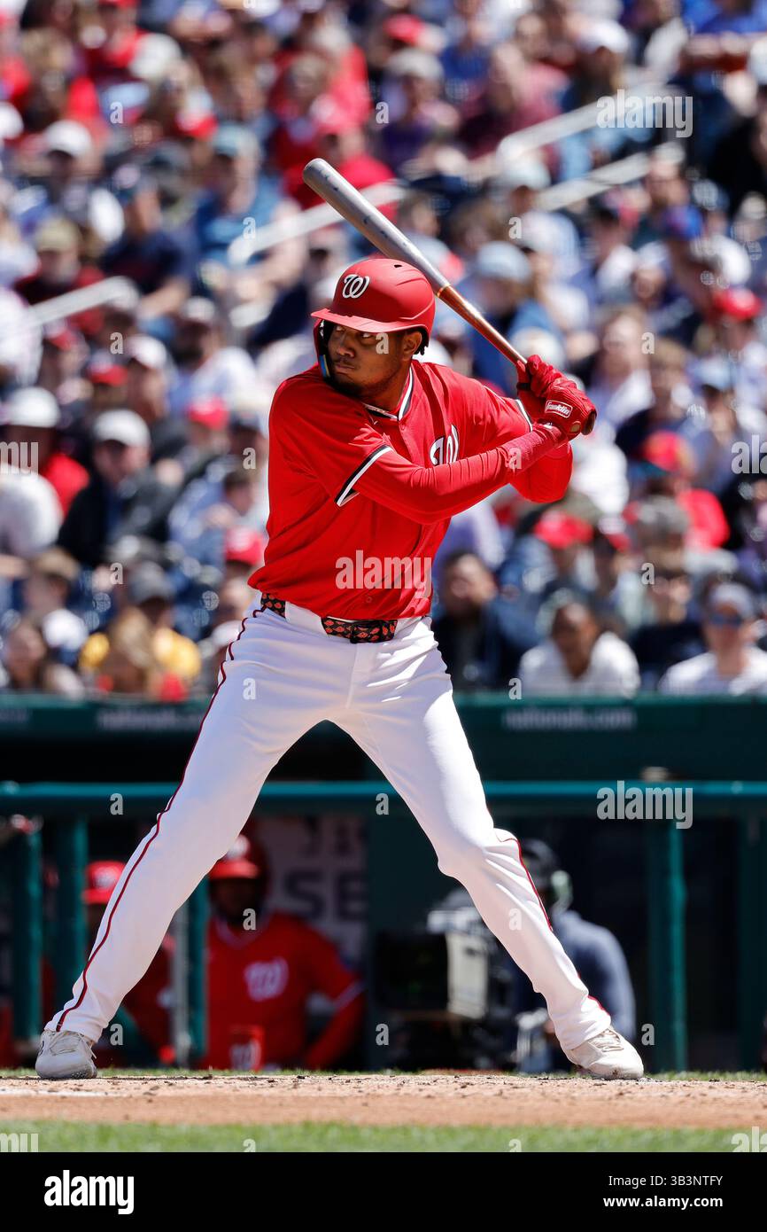 WASHINGTON, DC - APRIL 27: Washington Nationals outfielder James Wood ...