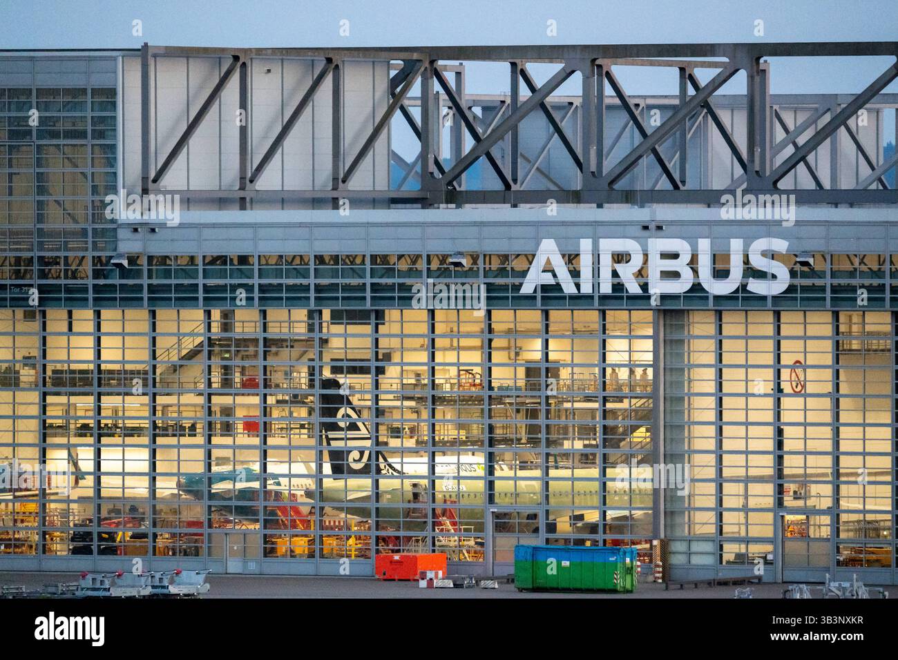 Hamburg, Germany - April 27, 2025: Airbus assembly hall at the Hamburg ...