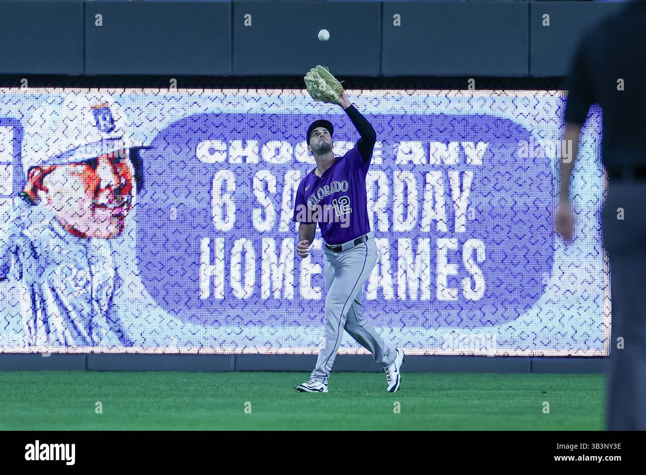 Kansas City, MO, USA. 22nd Apr, 2025. Colorado Rockies right fielder ...