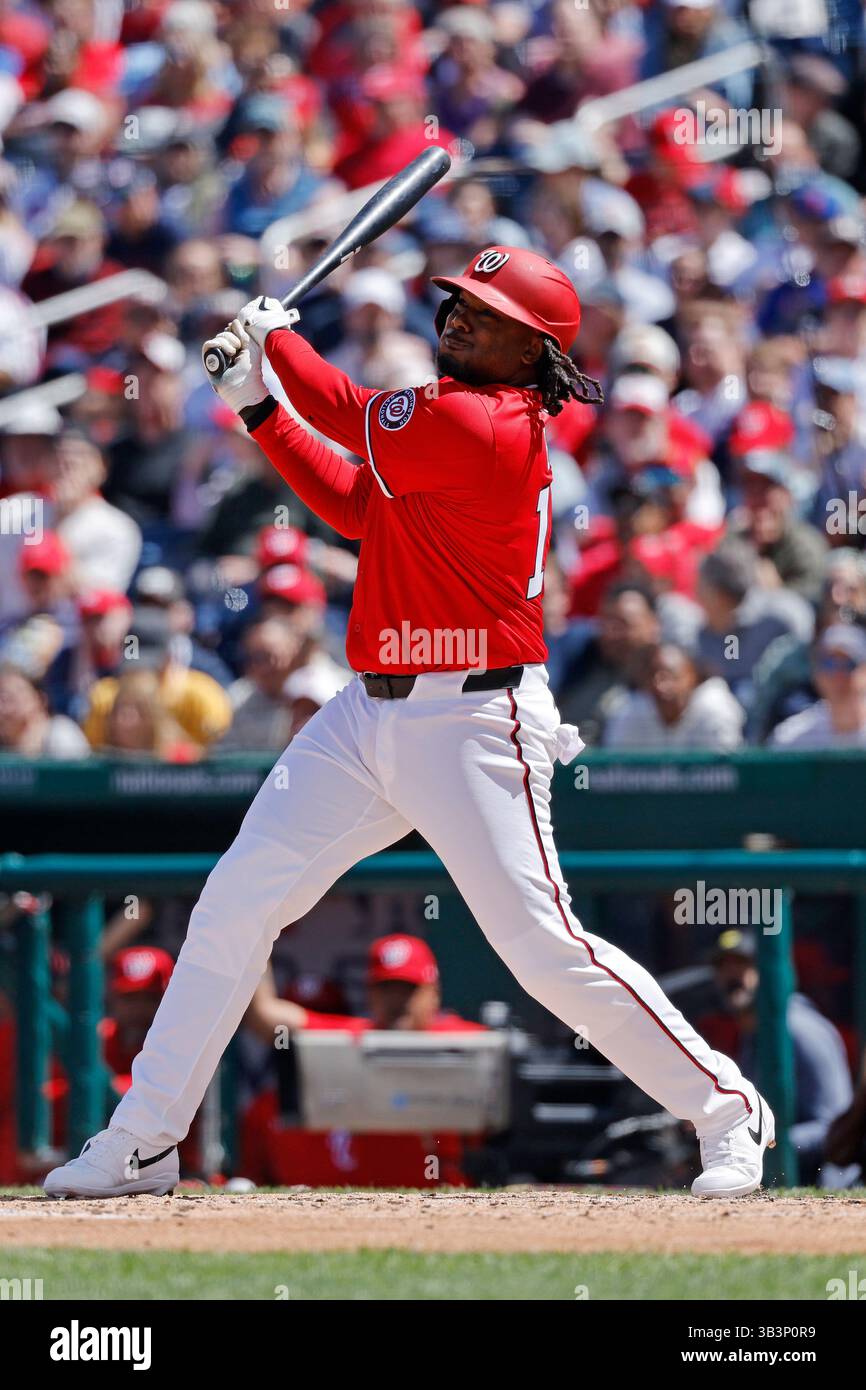 WASHINGTON, DC - APRIL 27: Washington Nationals designated hitter Josh Bell (19) bats during an ...