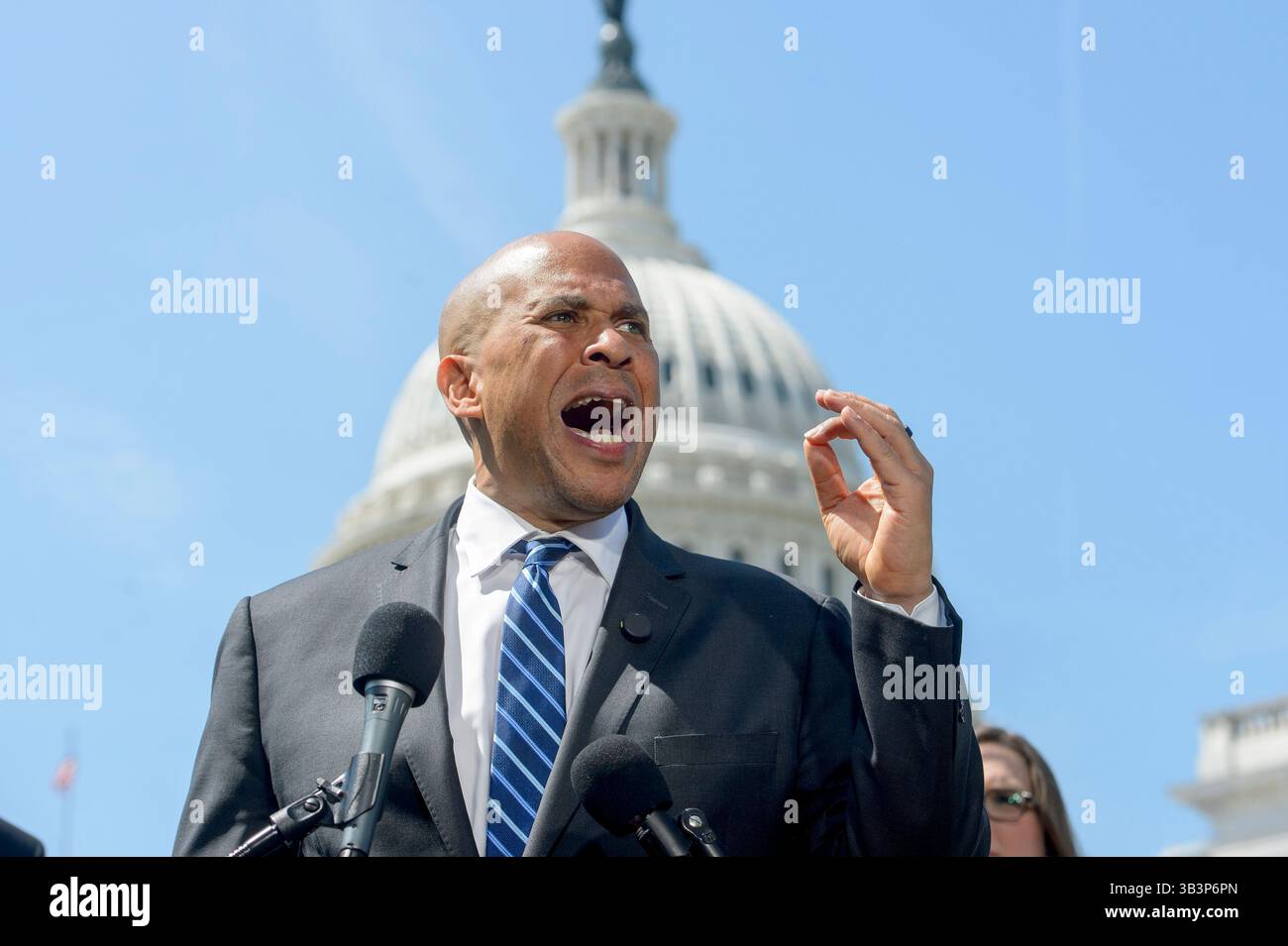 Sen. Cory Booker, D-N.J., speaks during a news conference on the ...