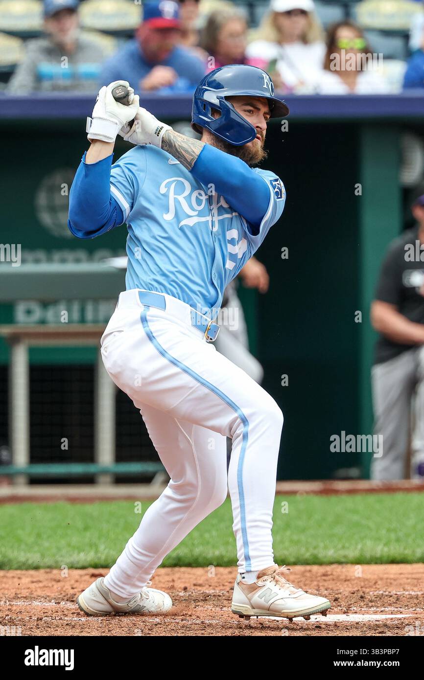 Kansas City, MO, USA. 24th Apr, 2025. Kansas City Royals center fielder ...