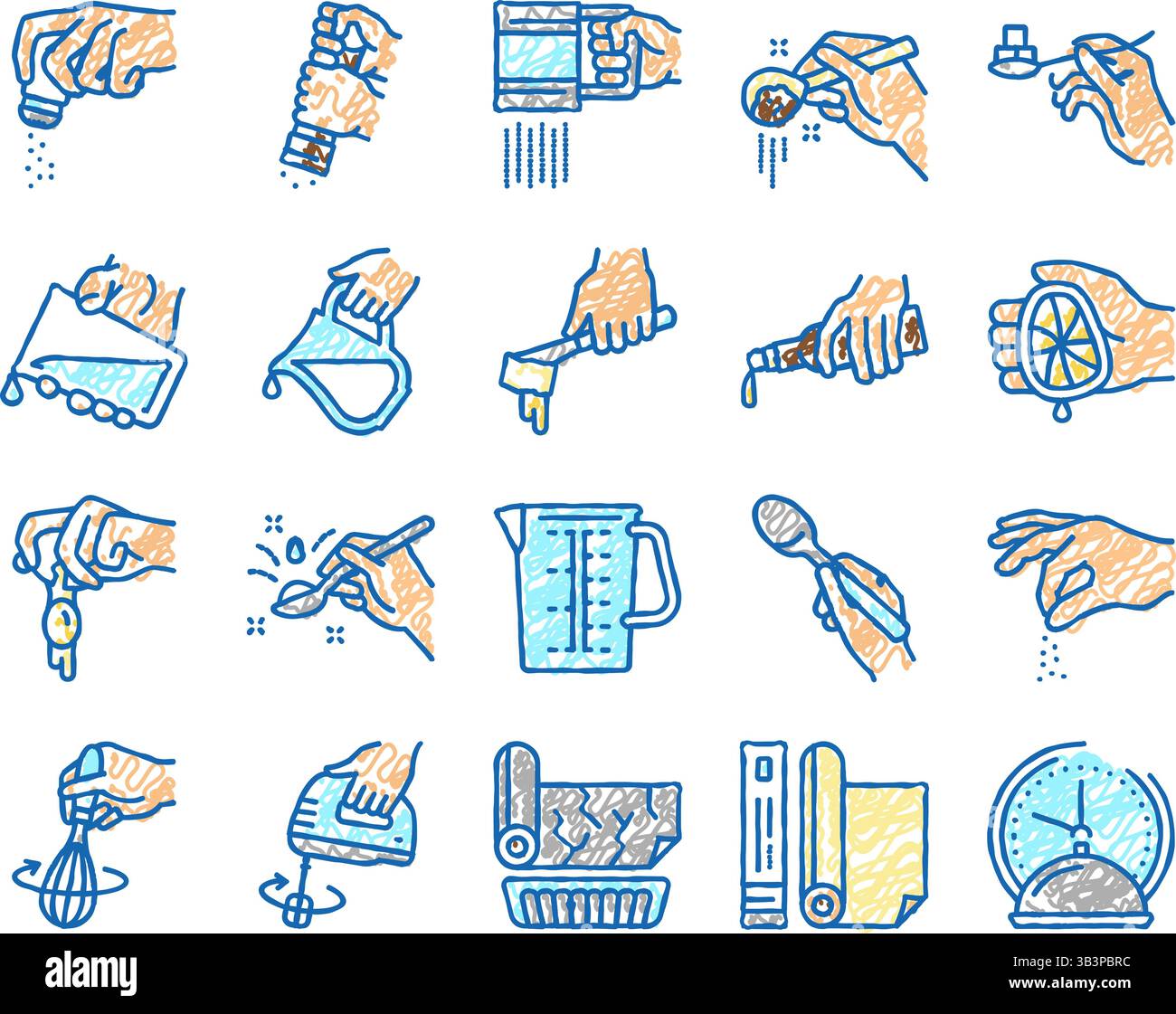 Cook Instruction For Prepare Meal Icons hand drawn Stock Vector Image ...