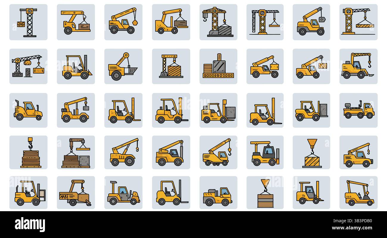 Construction Vehicles and Heavy Machinery Icons – Excavators ...