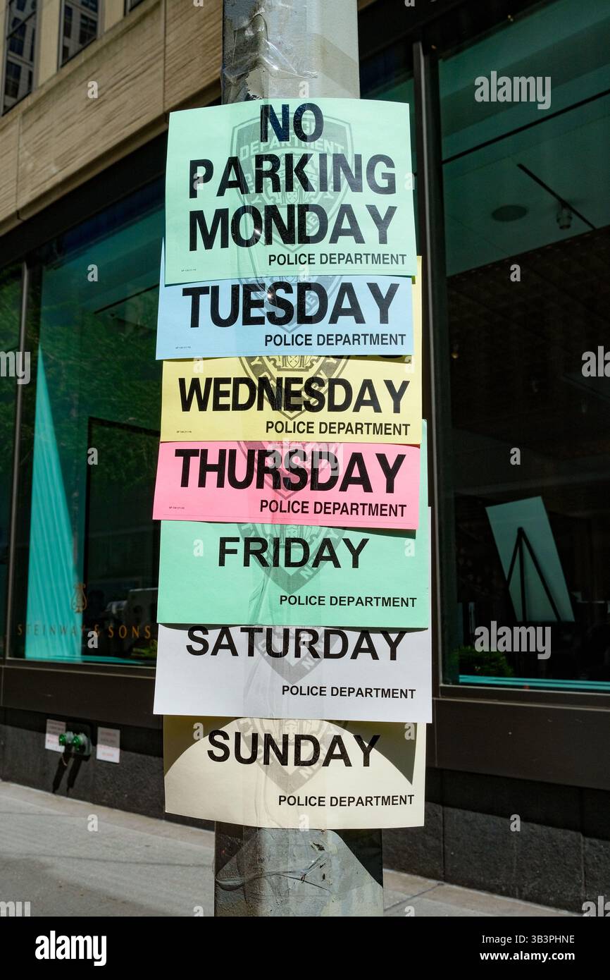 New York, New York, USA. 29th Apr, 2025. A week of No Parking signs in ...