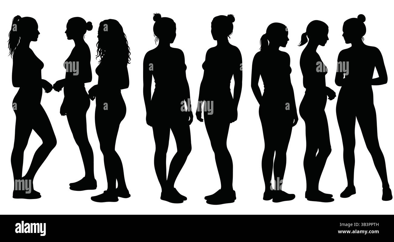 Silhouettes people in profile in row hi-res stock photography and ...