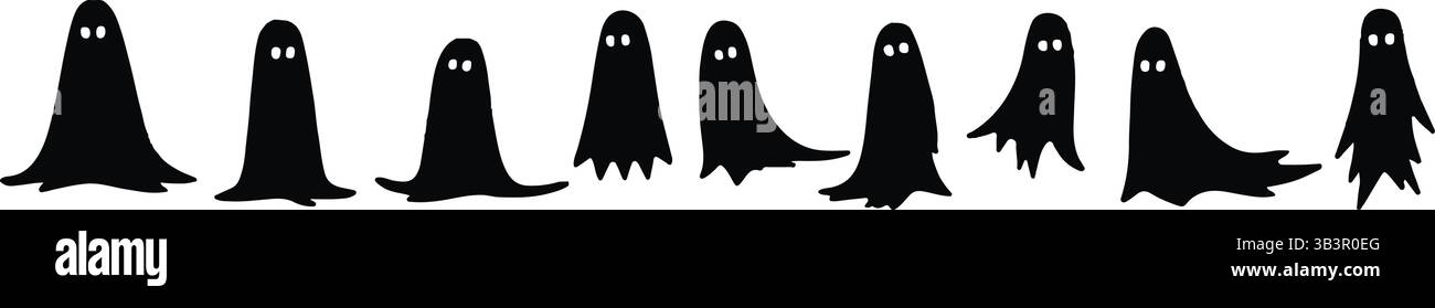 Halloween Ghost Silhouettes Set - Spooky Horror Vector Pack for Scary ...