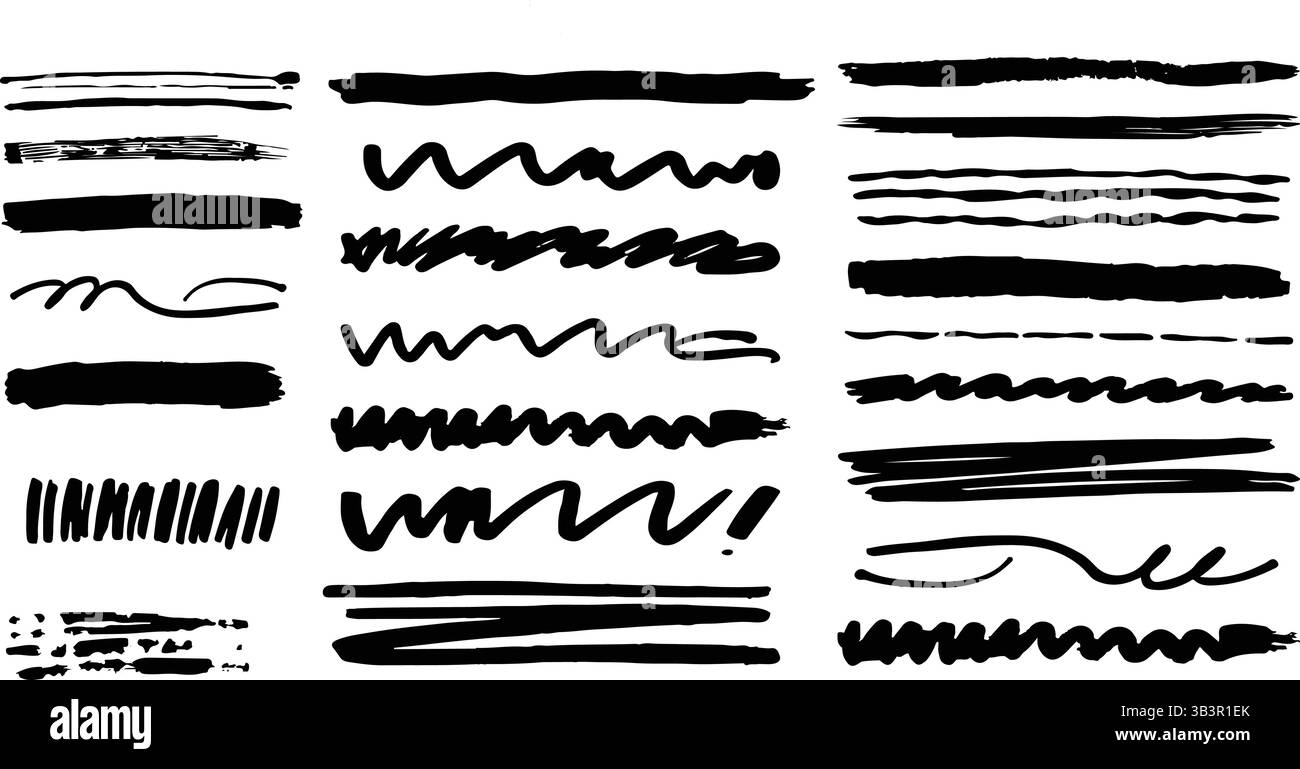 Hand Drawn Scribble Lines Set, Hand drawn scribble lines. Doodle marker ...
