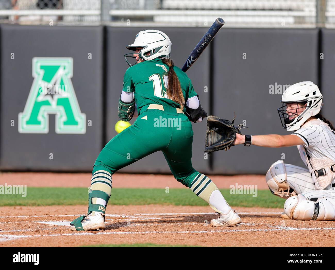 April 25, 2025: University of South Florida Alanah Rivera (19) at bat at Lovelace Stadium ...