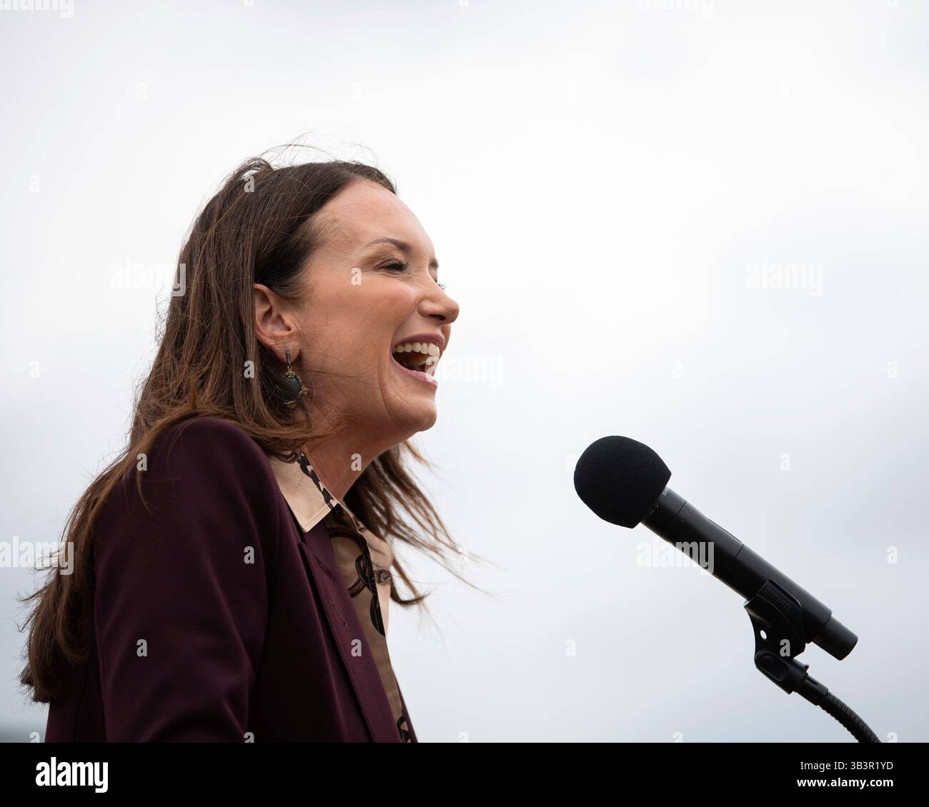 Agriculture Secretary Brooke Rollins speaks to reporters following a ...
