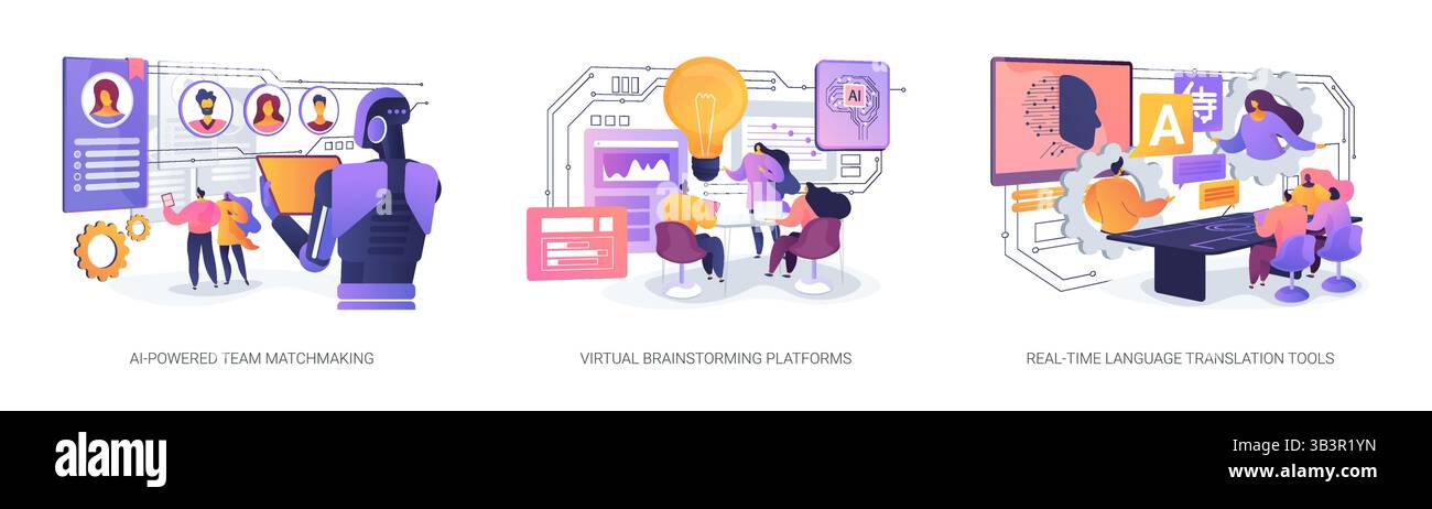 AI Enhancing Team Dynamics, Collaboration abstract concept vector ...