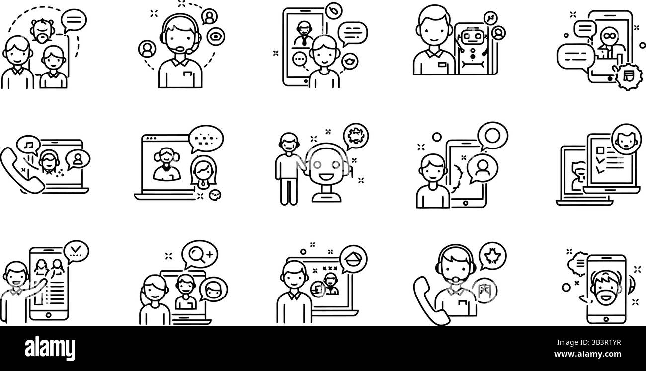 Communication & Customer Service Icons – Contact Support, Call Center ...