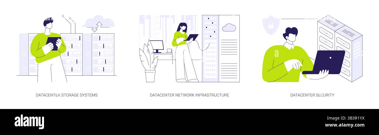 Datacenter core components abstract concept vector illustrations Stock ...