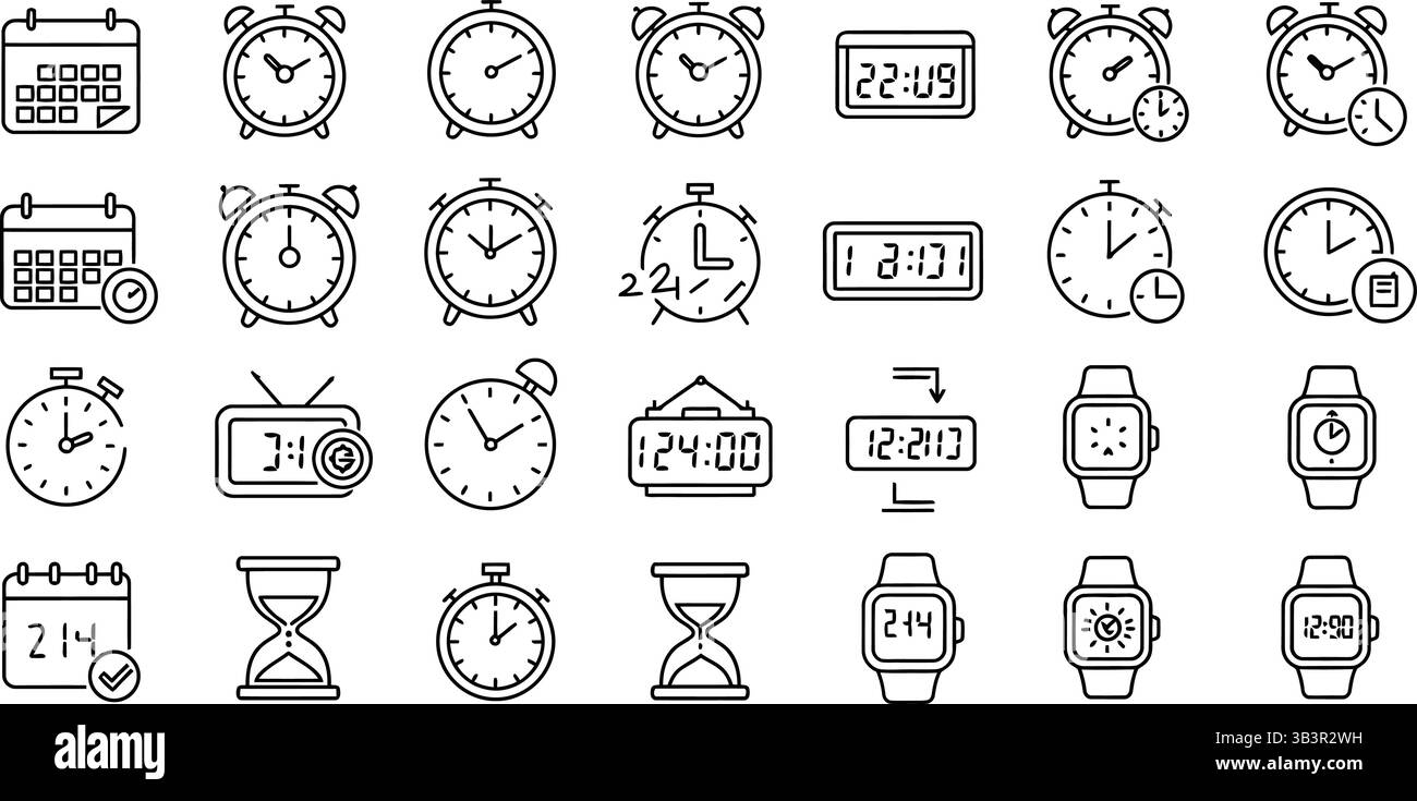 Clocks instruments icon set design, Time tool watch second deadline ...