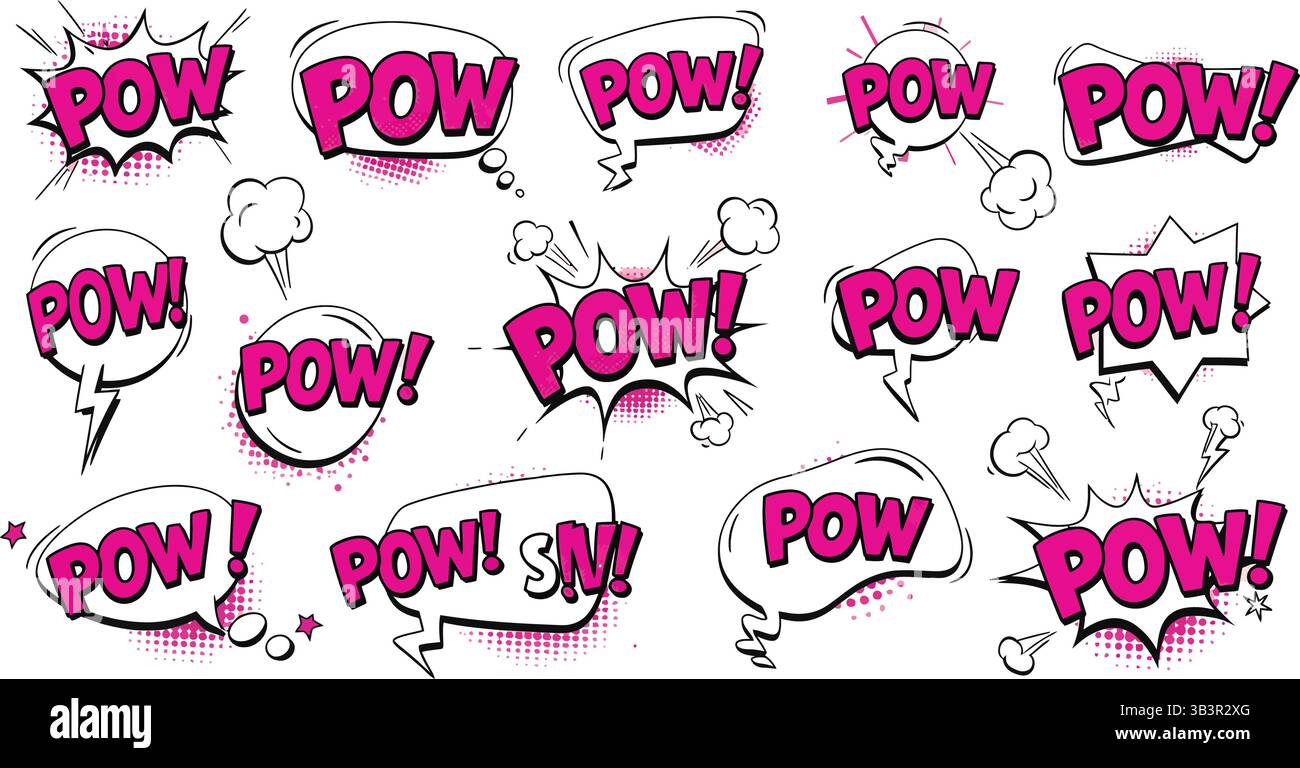 Speech bubbles pack pow hi-res stock photography and images - Alamy