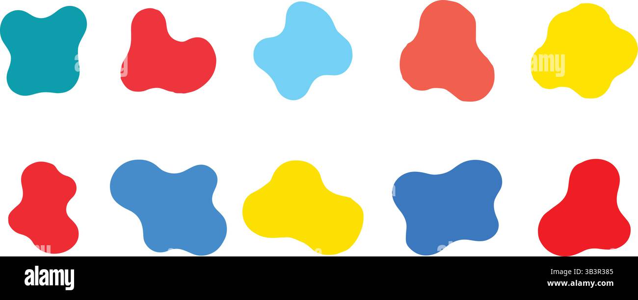 Irregular Blob Shapes Set - Abstract Organic Vector Elements in Two Rows, White Background Stock ...