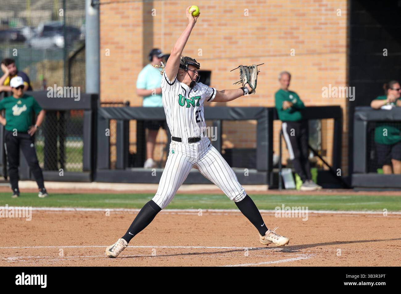 April 25, 2025: University of North Texas Kayleigh Smith (20) pitches ...