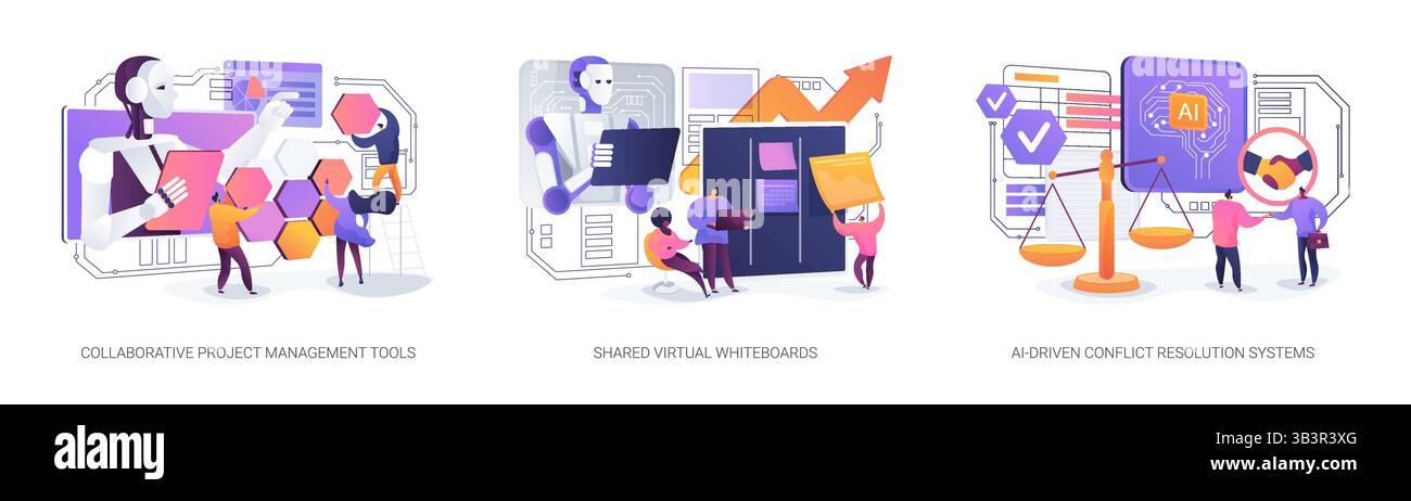 Ai And Digital Tools Enhancing Team Collaboration Abstract Concept Vector Illustrations Stock