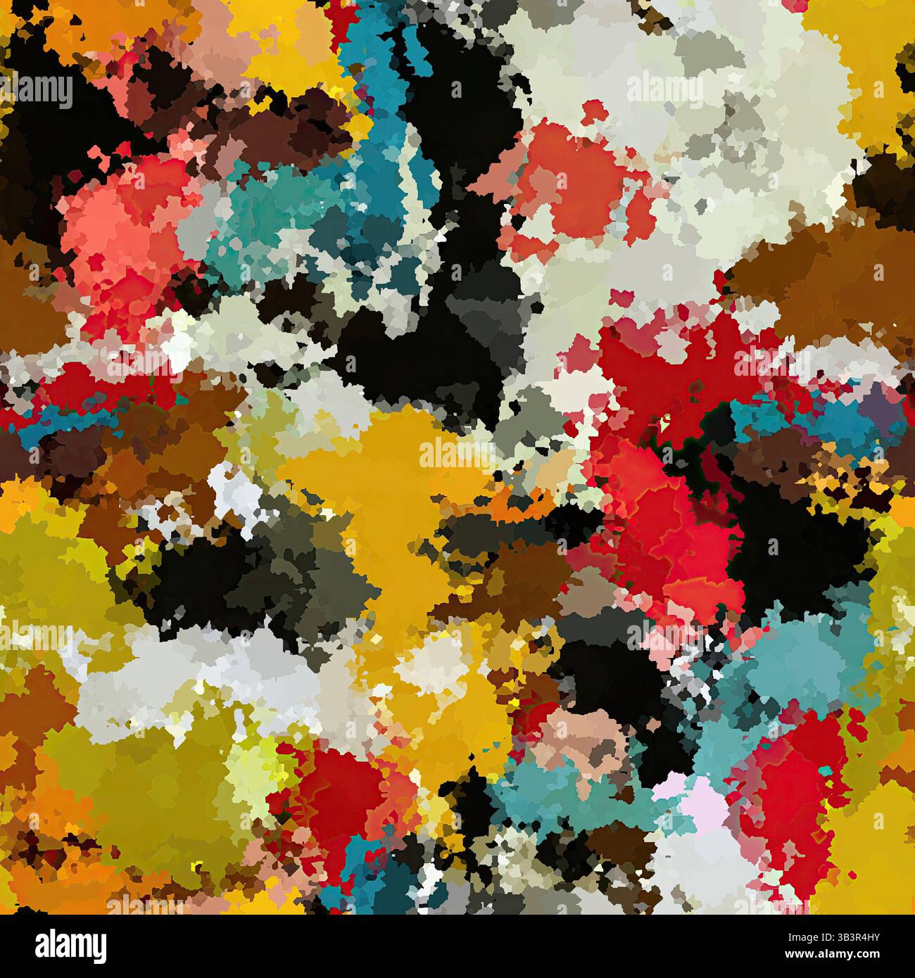Abstract blotched random paint splatter seamless pattern. Dense grungy ...