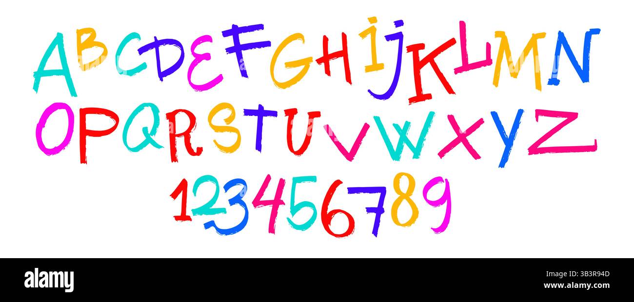 Vector stylized artistic font. Hand drawn alphabet design, from A to Z ...