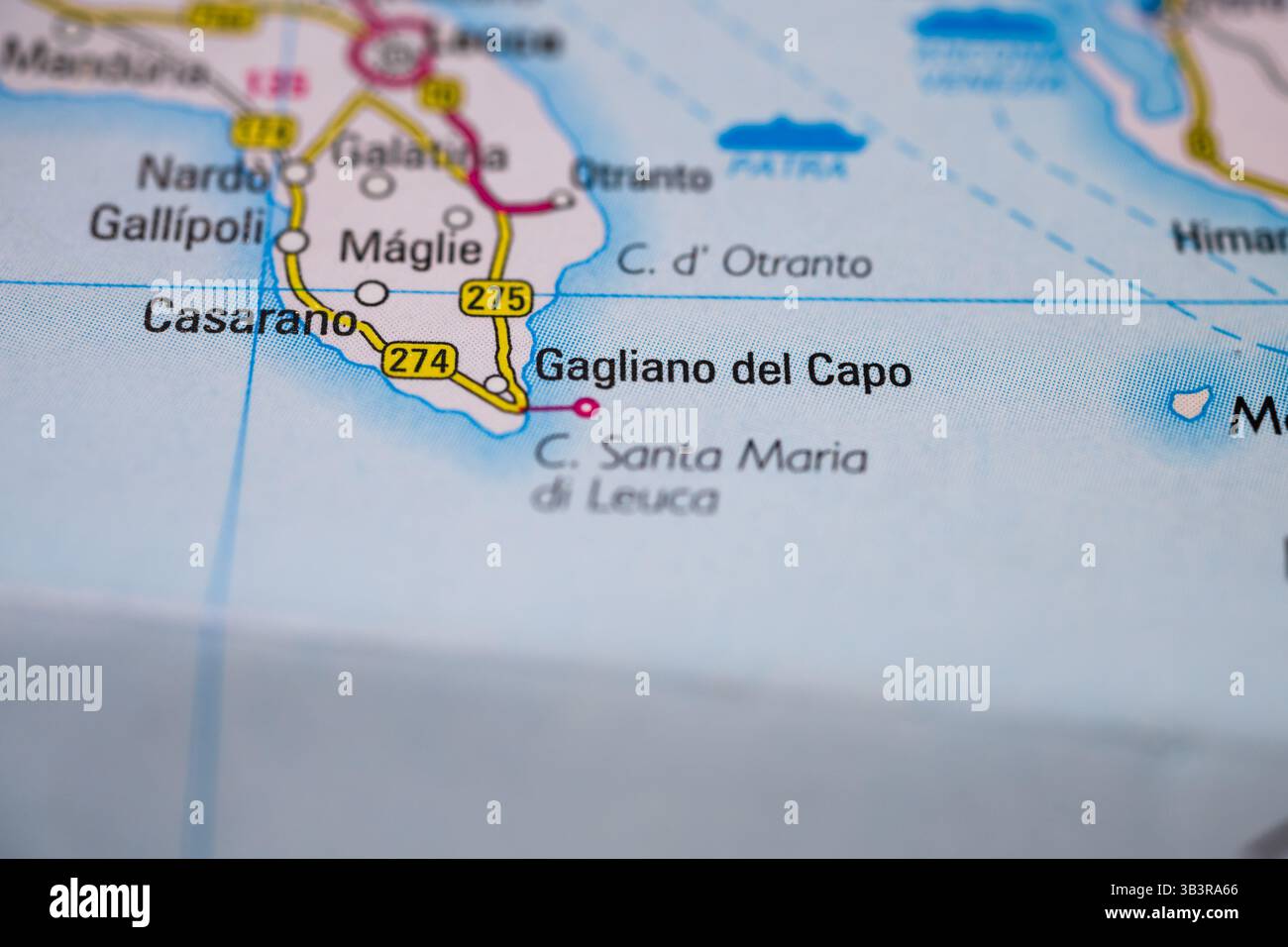 Detailed map highlighting Gagliano del Capo region Stock Photo - Alamy
