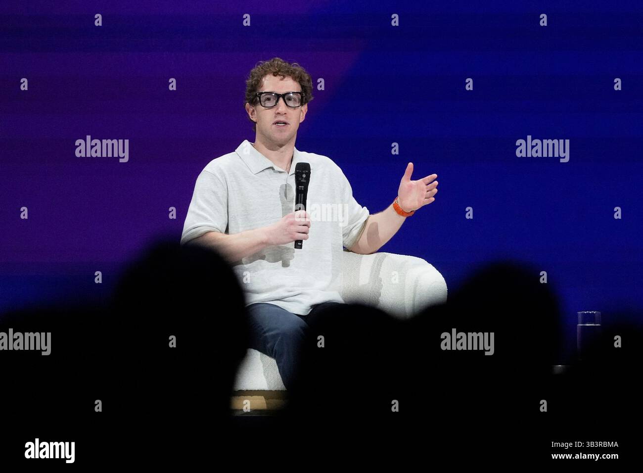 Meta Founder and CEO Mark Zuckerberg speaks at LlamaCon 2025, an AI ...