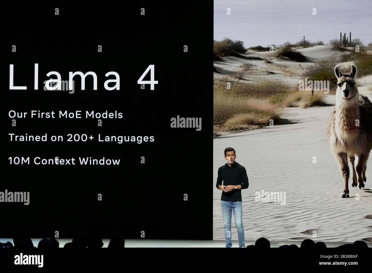 Meta Chief Product Officer Chris Cox speaks at LlamaCon 2025, an AI ...