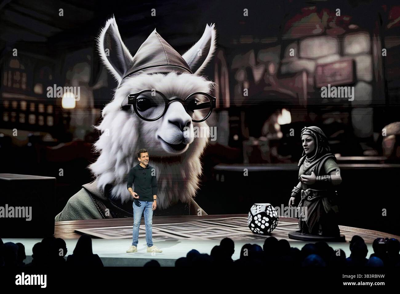 Meta Chief Product Officer Chris Cox speaks at LlamaCon 2025, an AI ...