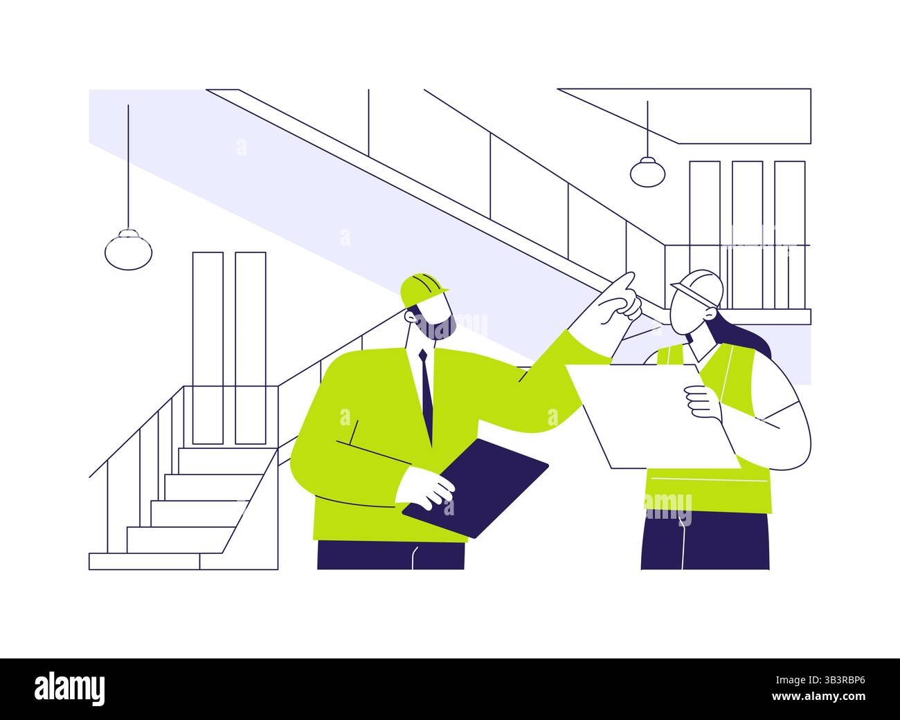 Commercial construction walk-through abstract concept vector ...