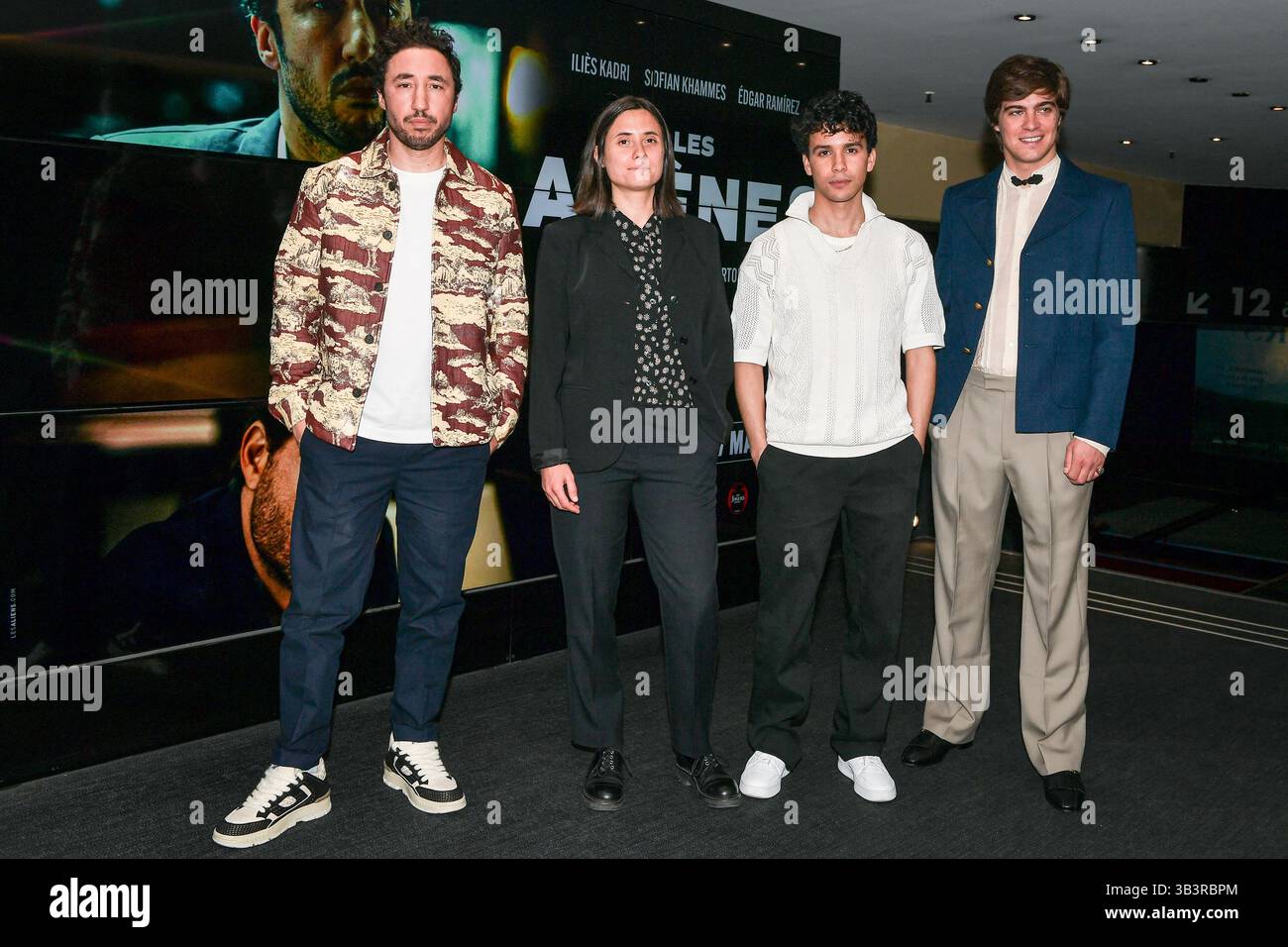 Actor Sofian Khammes poses next to film director Camille Perton, actor Ilies Kadri and Italian ...