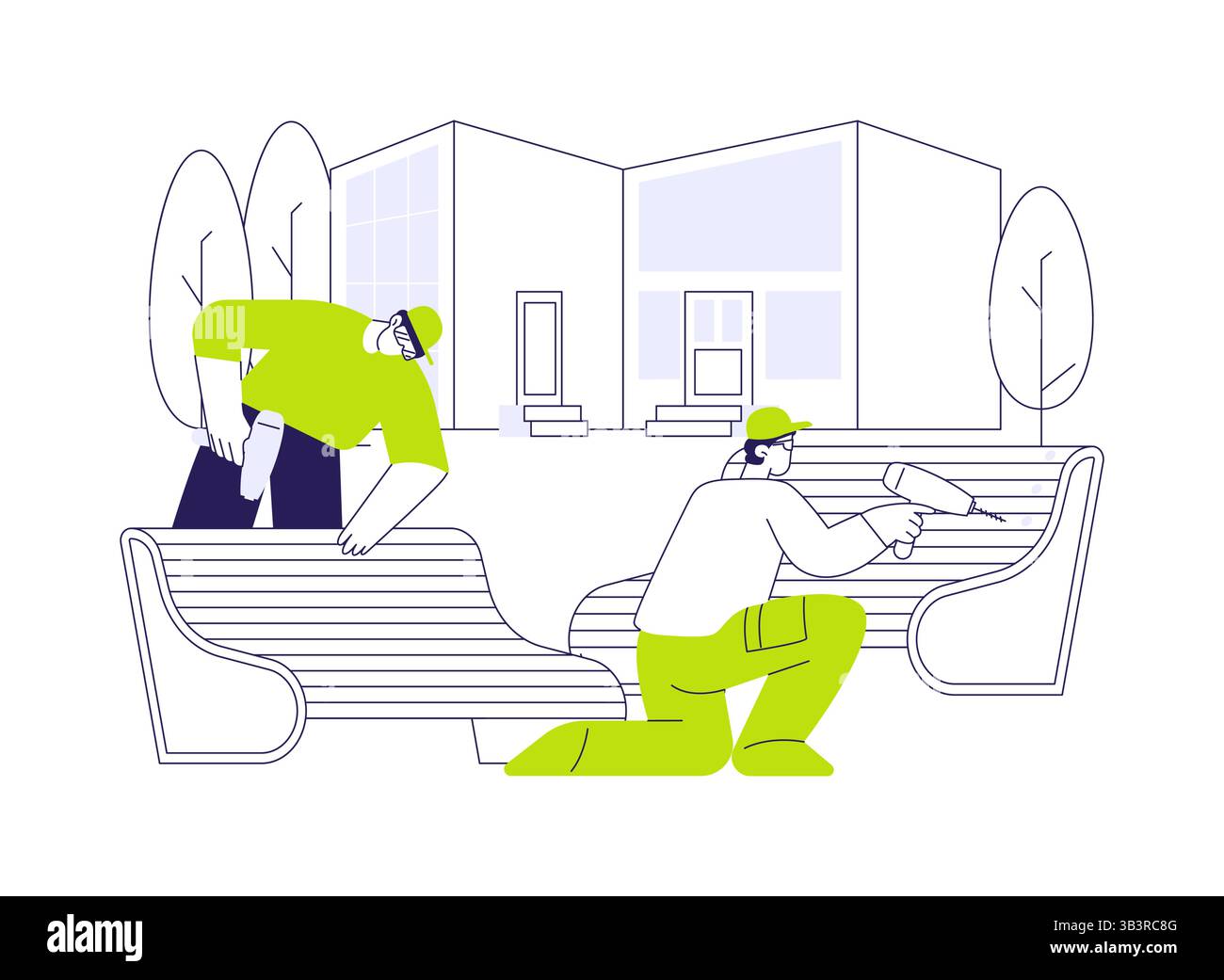 Commercial courtyard landscaping abstract concept vector illustration ...