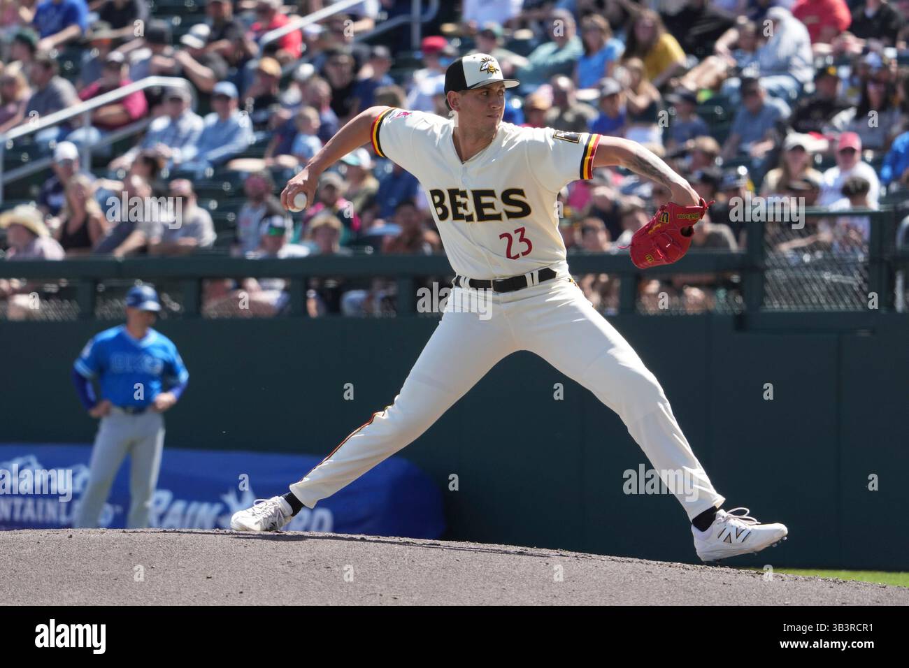 APRIL 26 2025: Salt Lake pitcher Michael Darrelll-Hicks (23) throws a ...