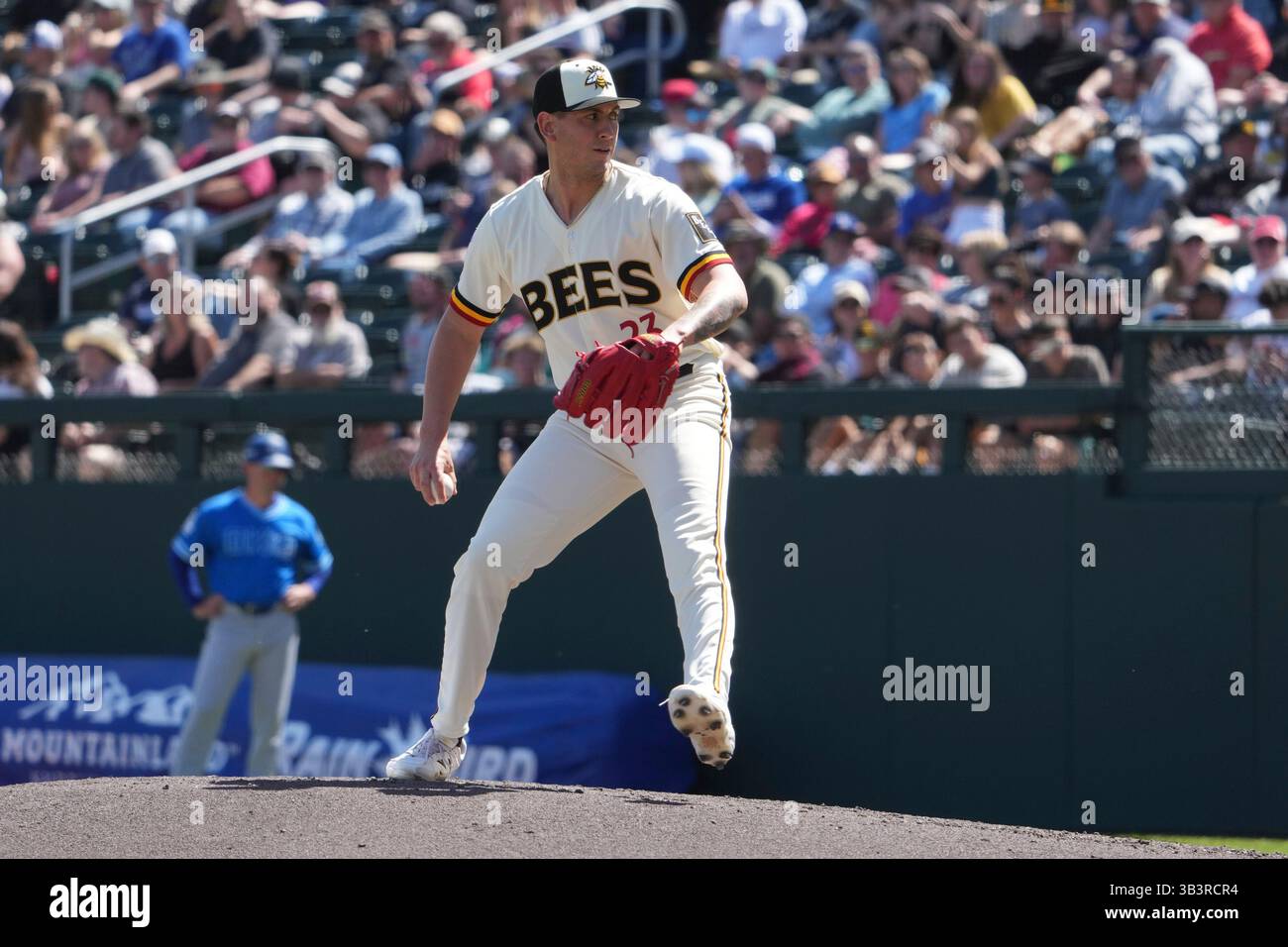 APRIL 26 2025: Salt Lake pitcher Michael Darrelll-Hicks (23) throws a ...