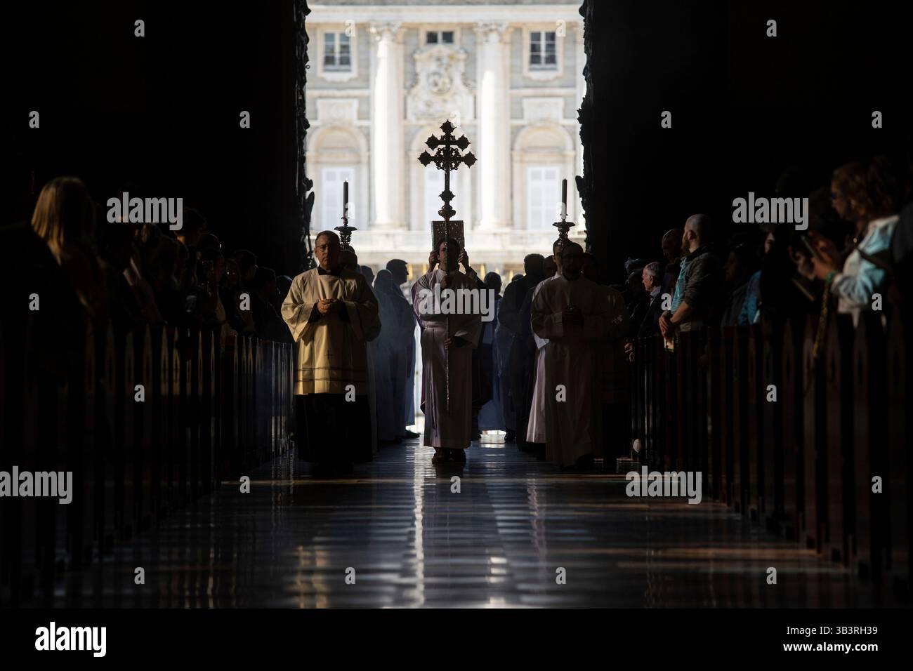 Several people during the funeral mass for the eternal repose of Pope ...