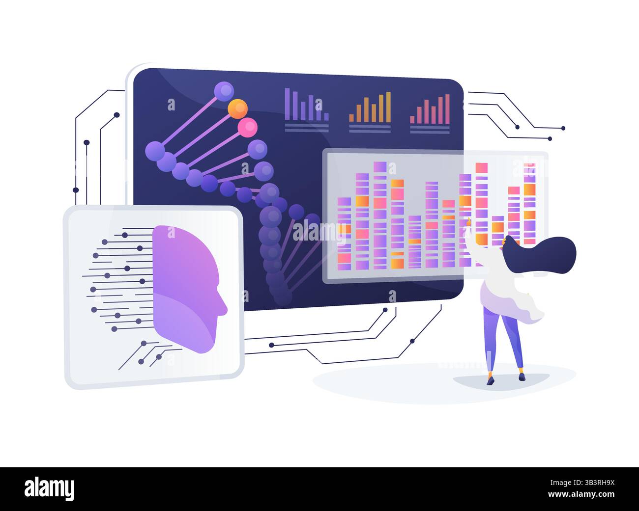 Gene Mapping with AI abstract concept vector illustration Stock Vector ...