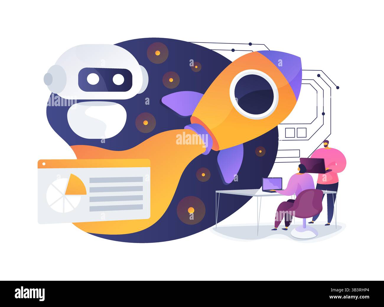 AI-Assisted Space Exploration abstract concept vector illustration ...