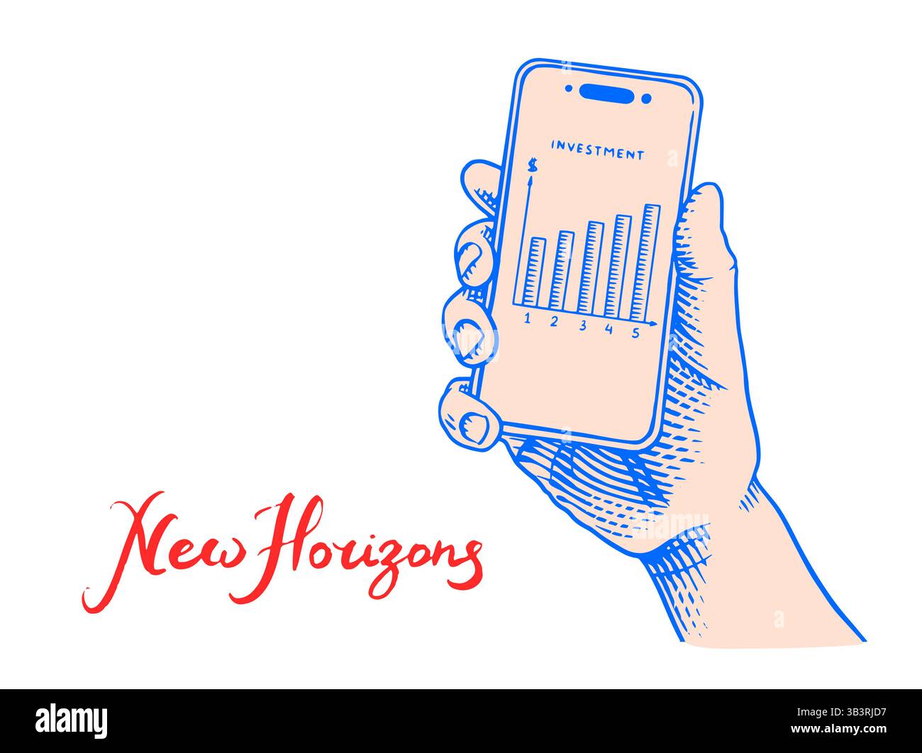 Hand holding mobile smart phone with blank screen. Vector clipart ...