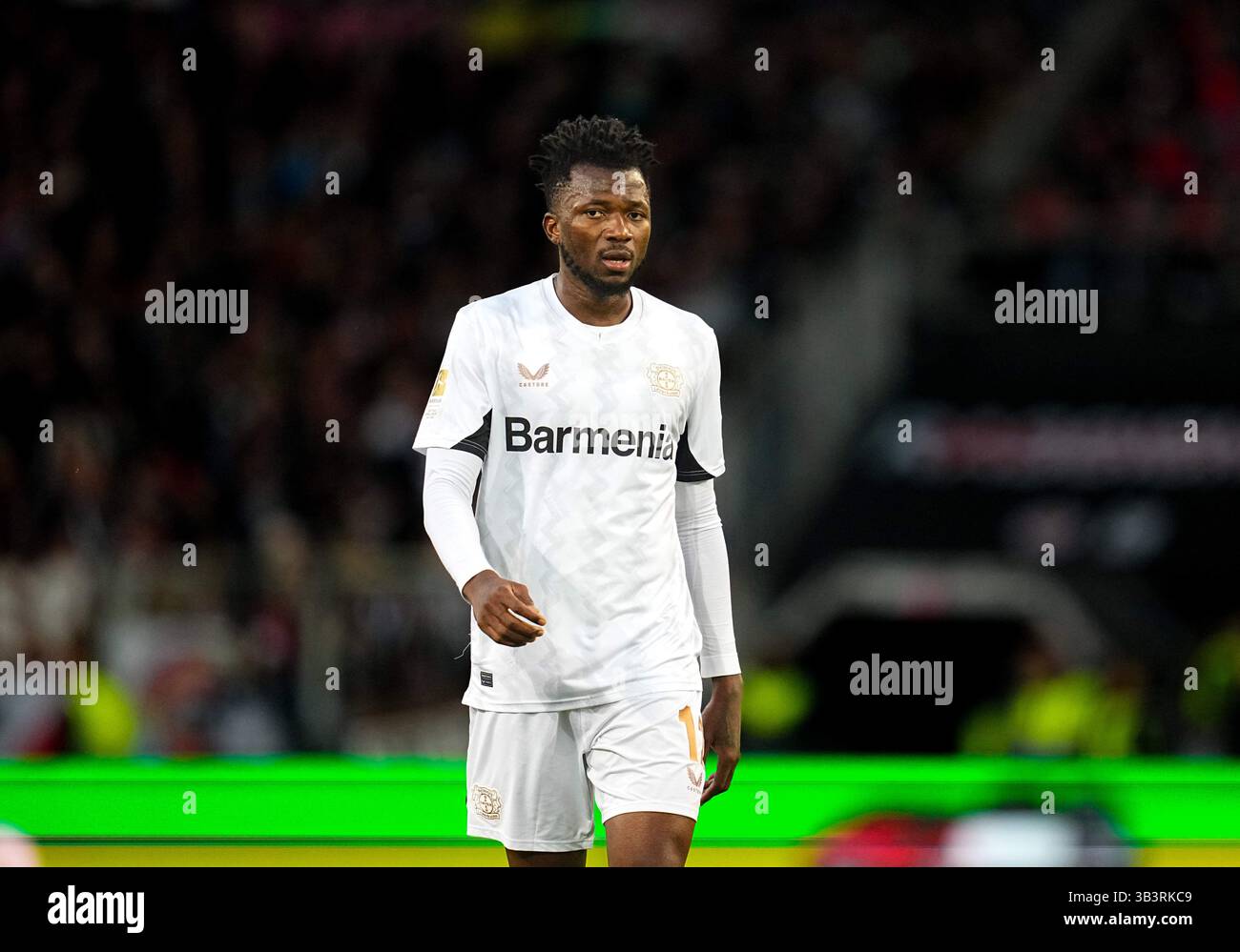 April 20 2025: Edmond Tapsoba of Bayer 04 Leverkusen looks on during a ...