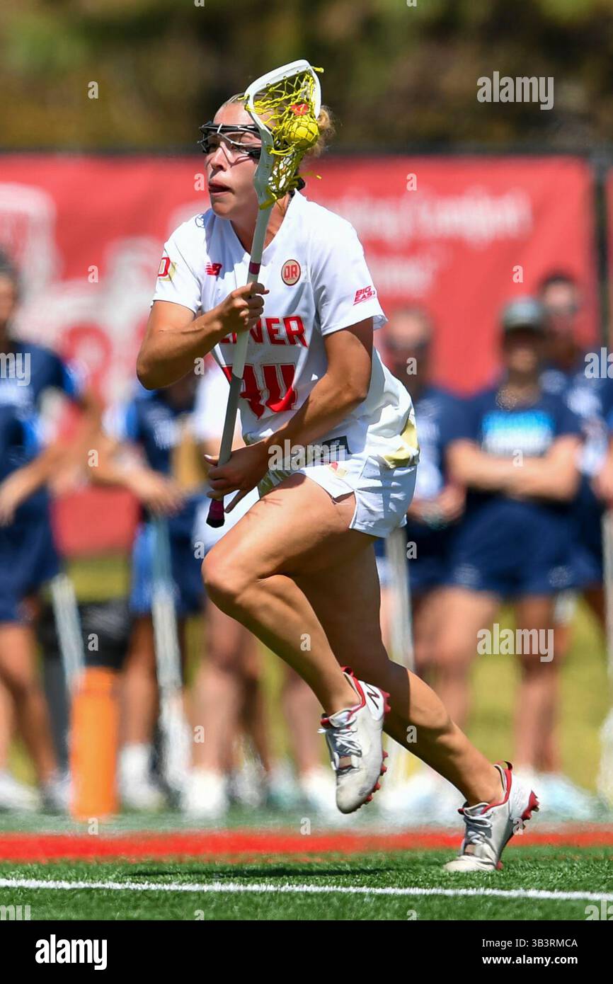 Denver, CO, USA. 26th Apr, 2025. Denver midfielder, Caroline Colimore ...