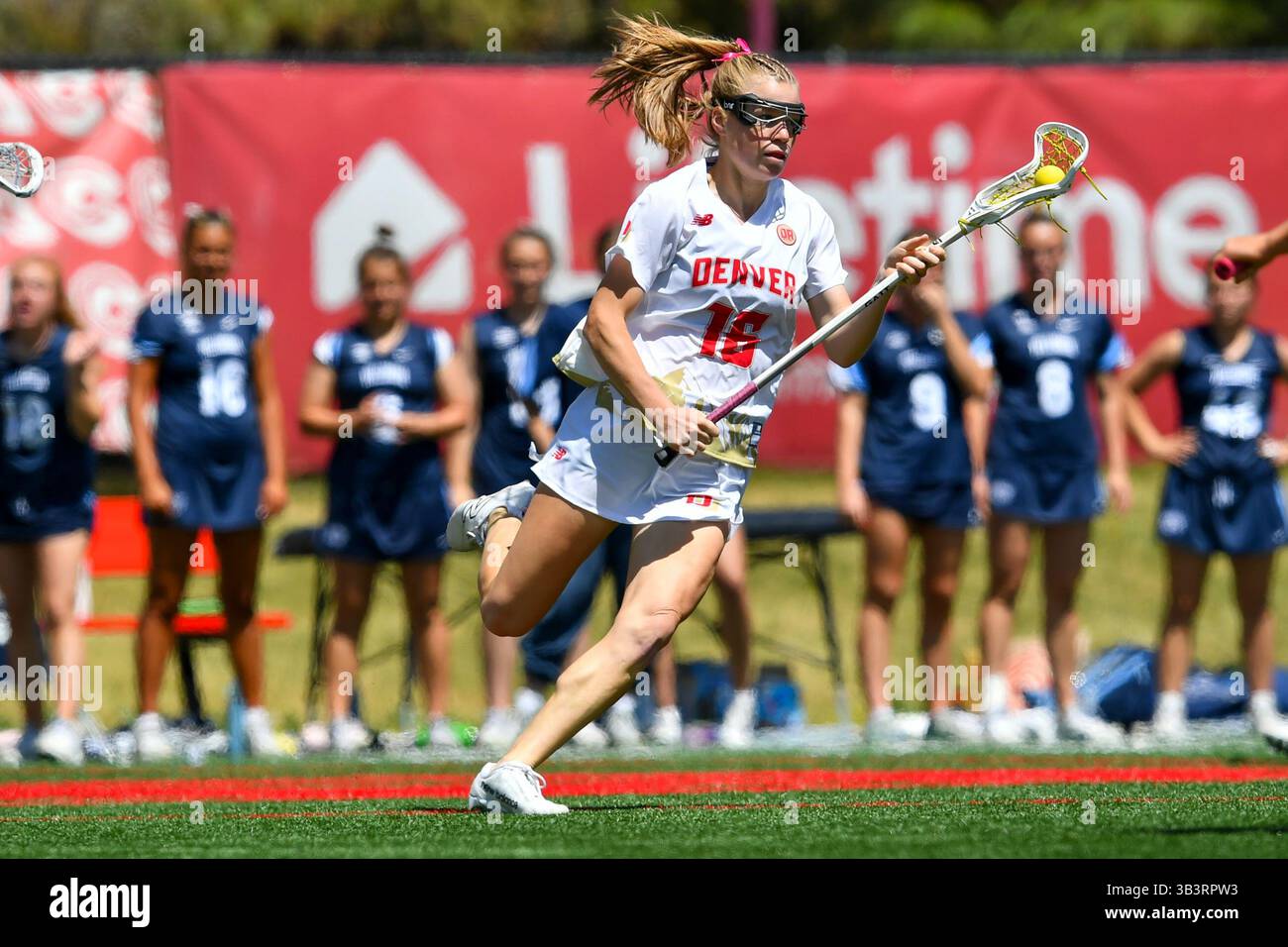 Denver, CO, USA. 26th Apr, 2025. Denver midfielder, Maddie Montgomery ...