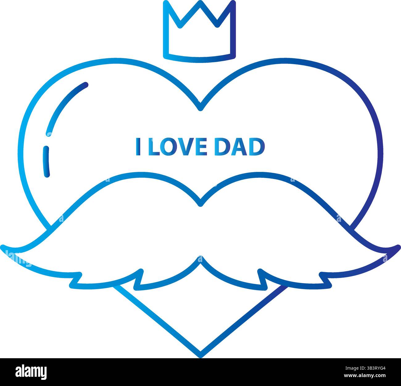 Heart with mustache and crown. Vector illustration Stock Vector Image ...