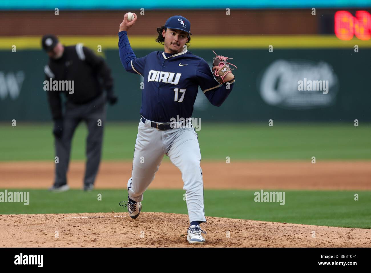 March 19, 2025: Golden Eagles pitcher Hudson Hart (17) prepares to release a ball to the plate ...