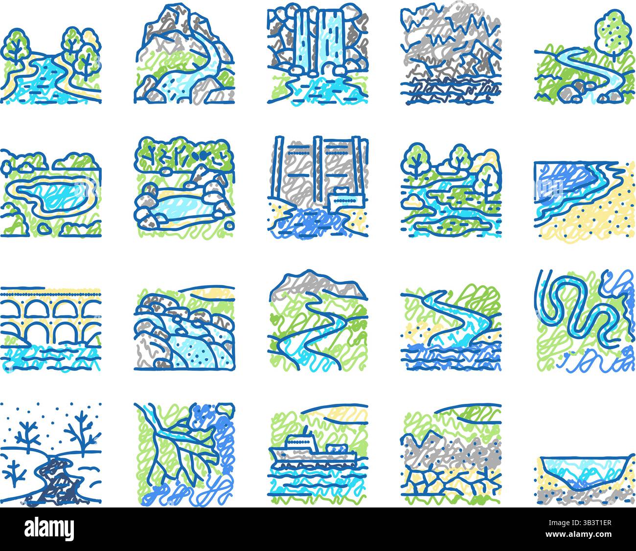 Rapids in forest landscape Stock Vector Images - Alamy