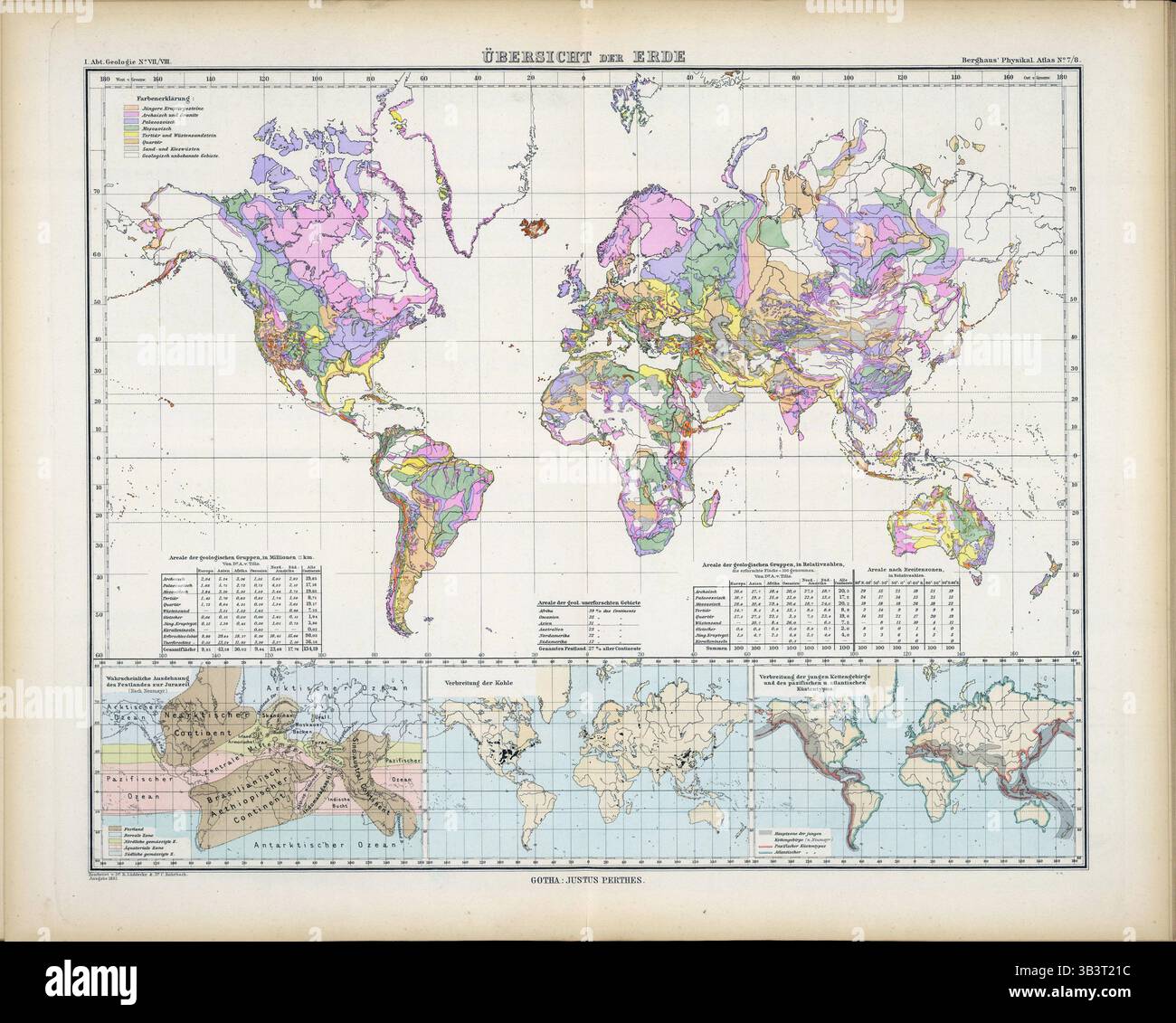 SEATTLE -SEP 19, 2022 - Detailed antique map showing the geology of the ...